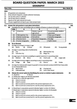 GEOGRAPHY QUESTION PAPER.pdf HSC GEOGRAPHY QUESTION PAPER | PDF