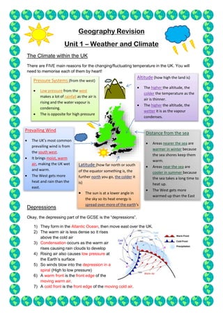 Geography revision weather and climate | DOCX