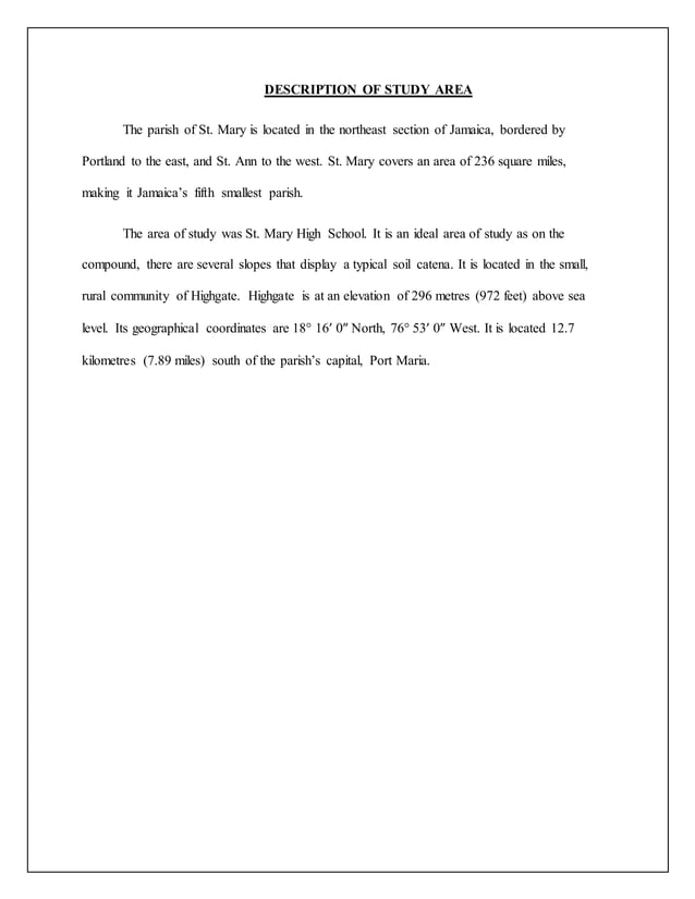 Geography CSEC SBA | DOCX | Geography | Science