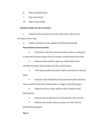 Geography self portrait lesson | DOCX