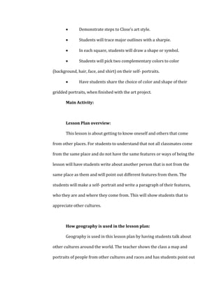 Geography self portrait lesson | DOCX