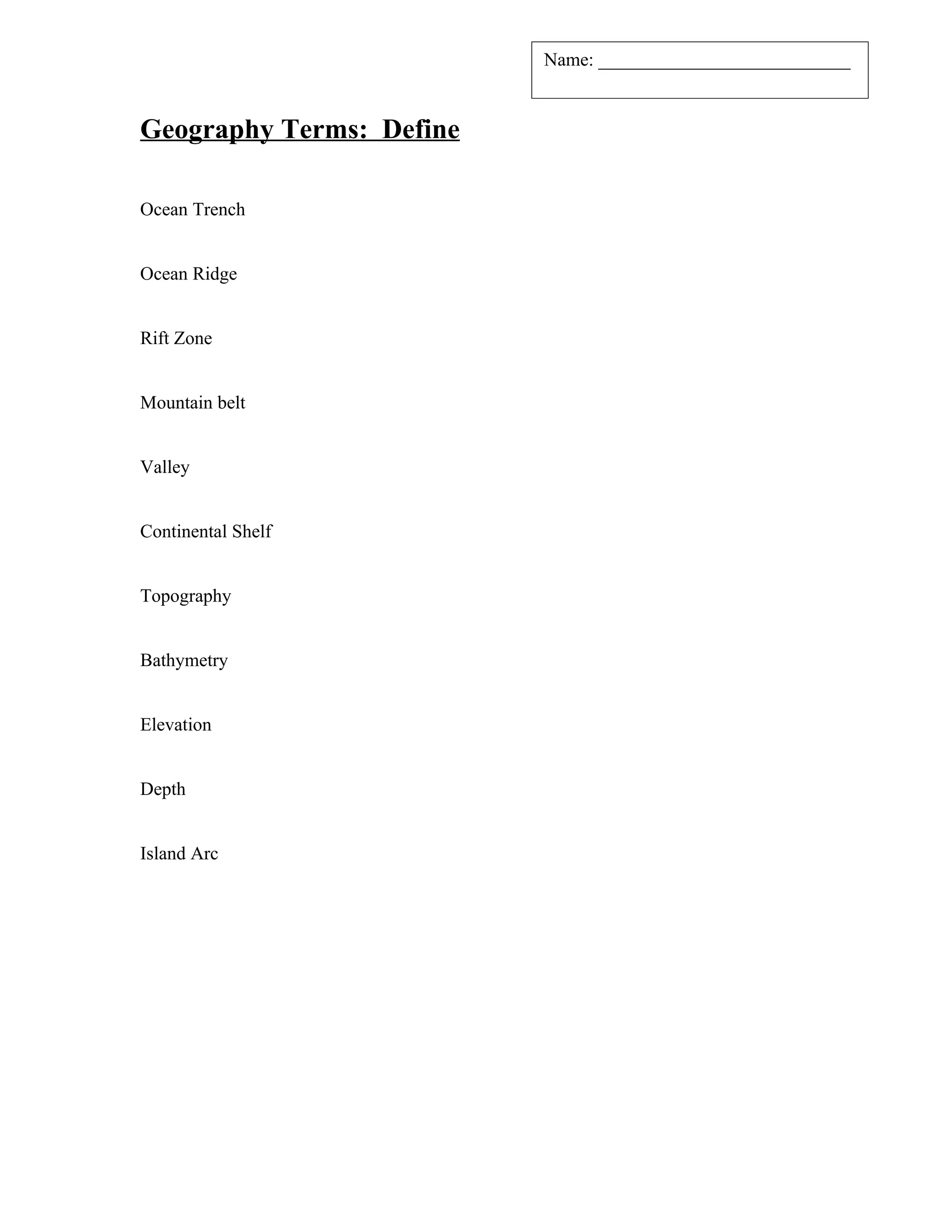 Geography terms | DOC