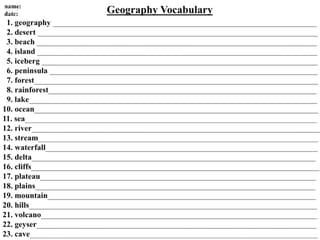 Geography Vocabulary | PPTX