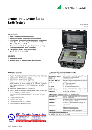Data Teknis Gossen Metrawatt Ground Tester : GEOHM PRO & GEOHM XTRA | PDF