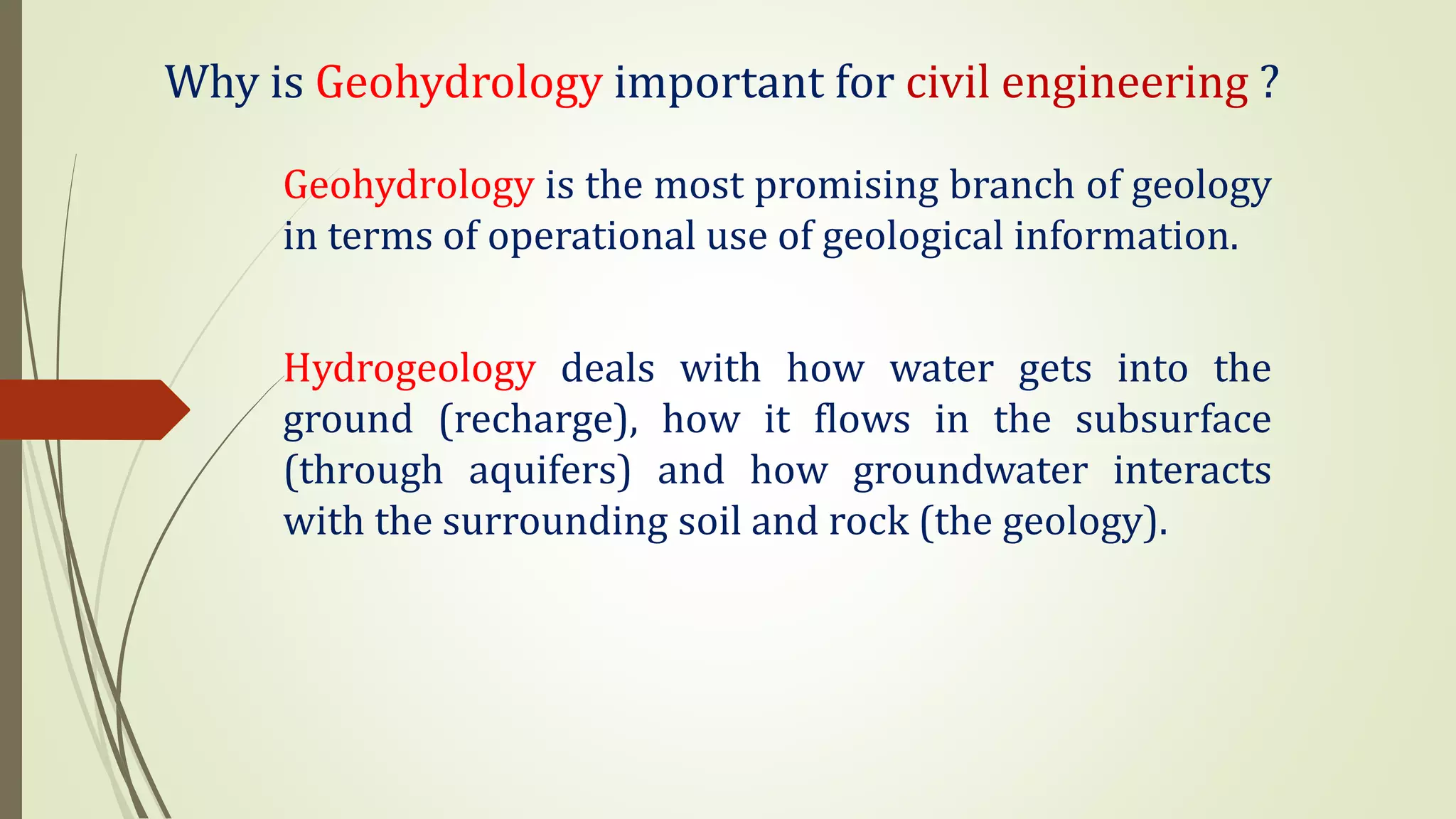 Geo-hydrology for Civil Engineering | PPTX