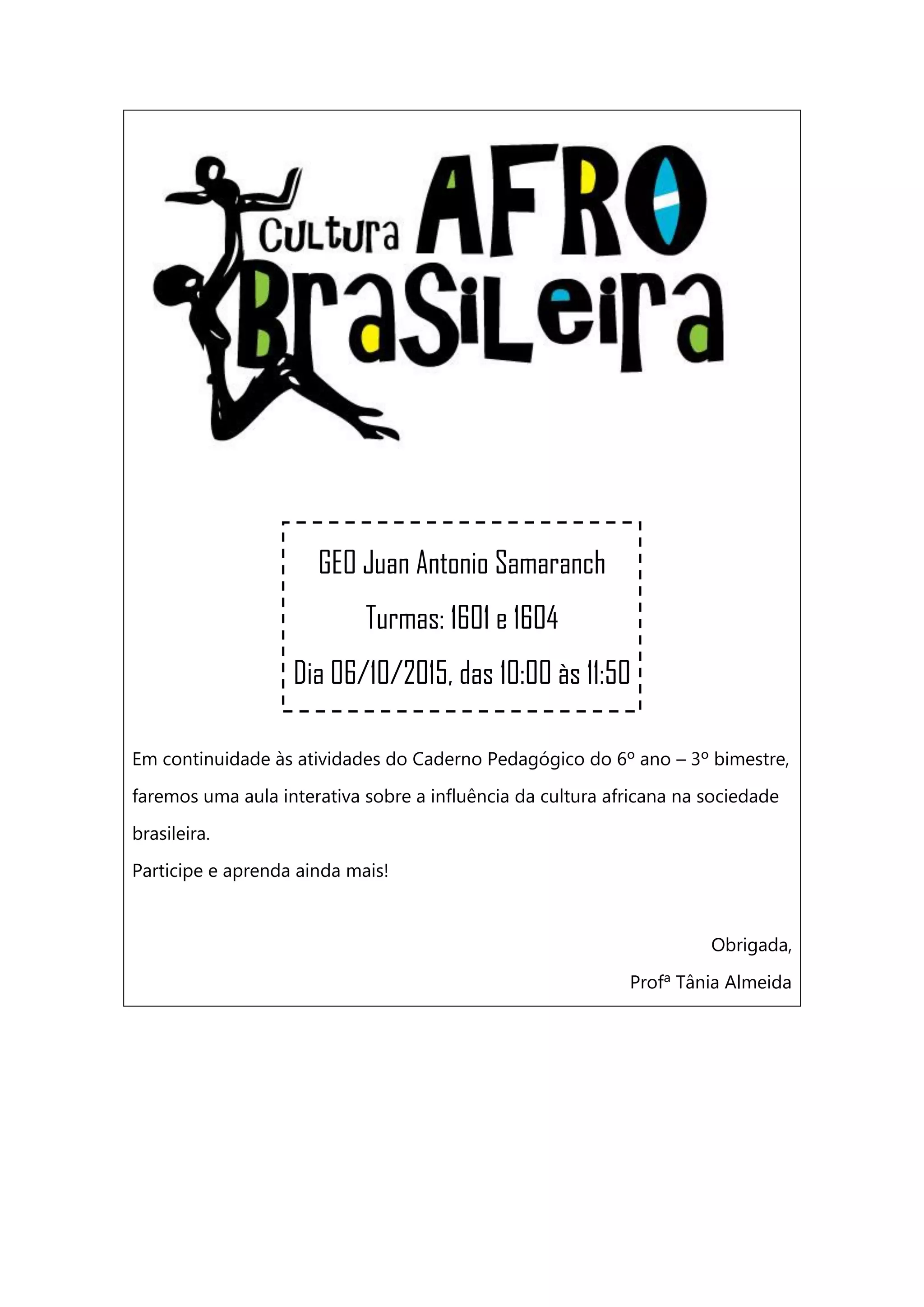Folder - Atividades: cultura afro brasileira | PDF