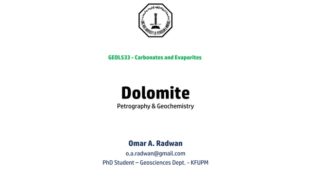 Dolomite; Petrography & Geochemistry | PPT
