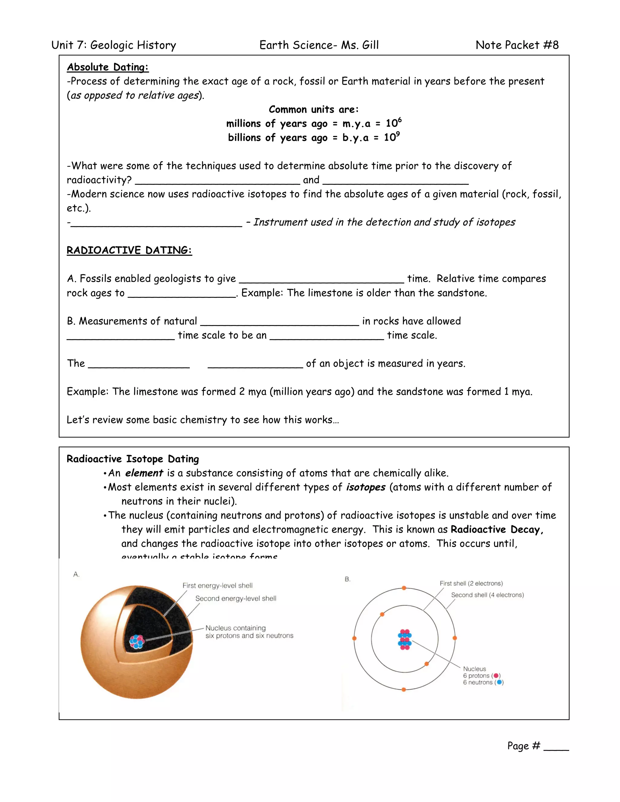 Geologic History Note Packet | PDF