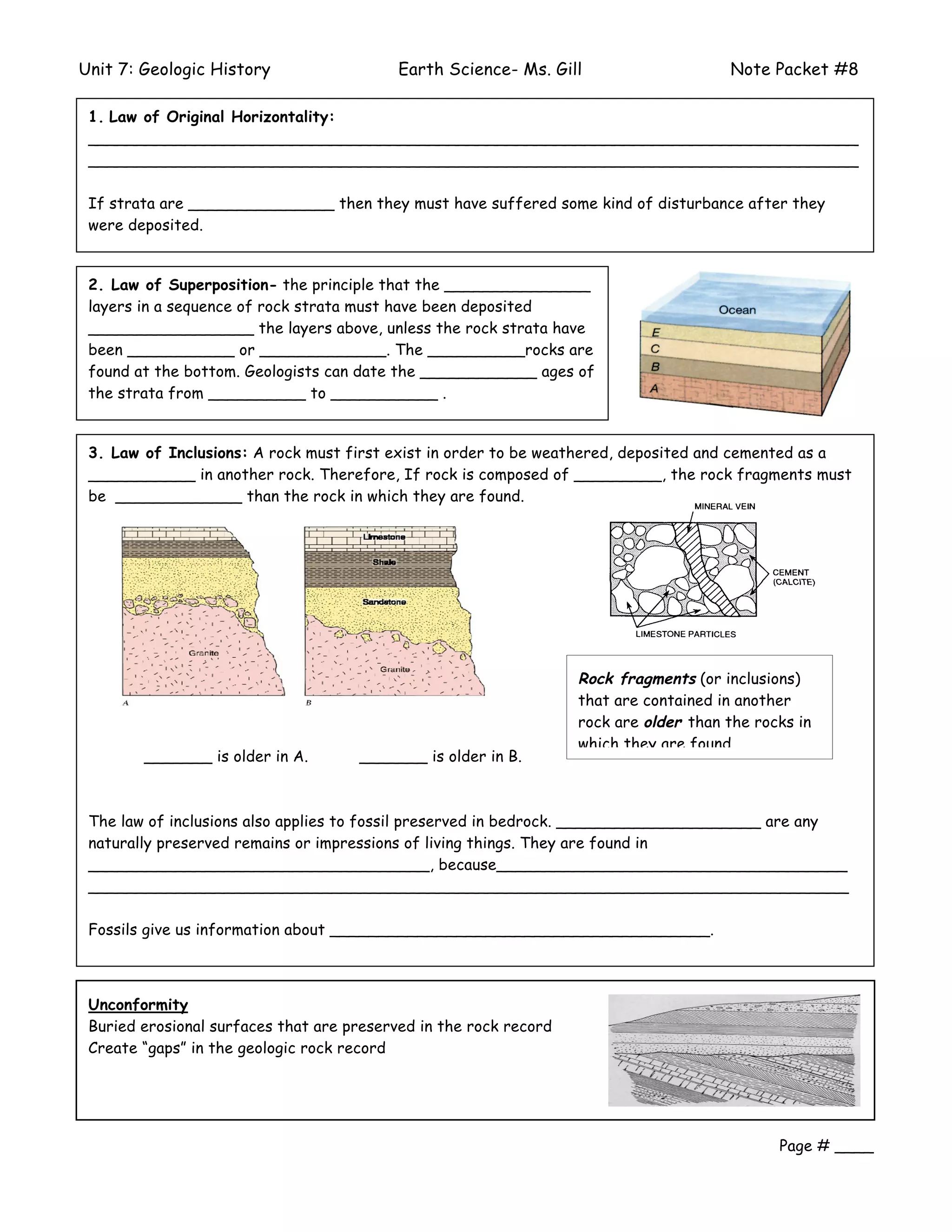 Geologic History Note Packet | PDF