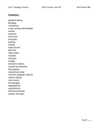 Geologic History Note Packet | PDF | Geology | Science