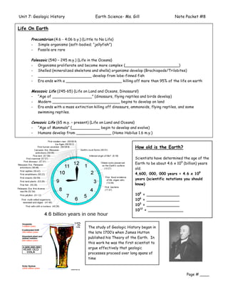 Geologic History Note Packet | PDF