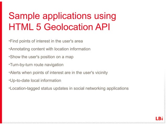 HTML5 Geolocation API | PPT