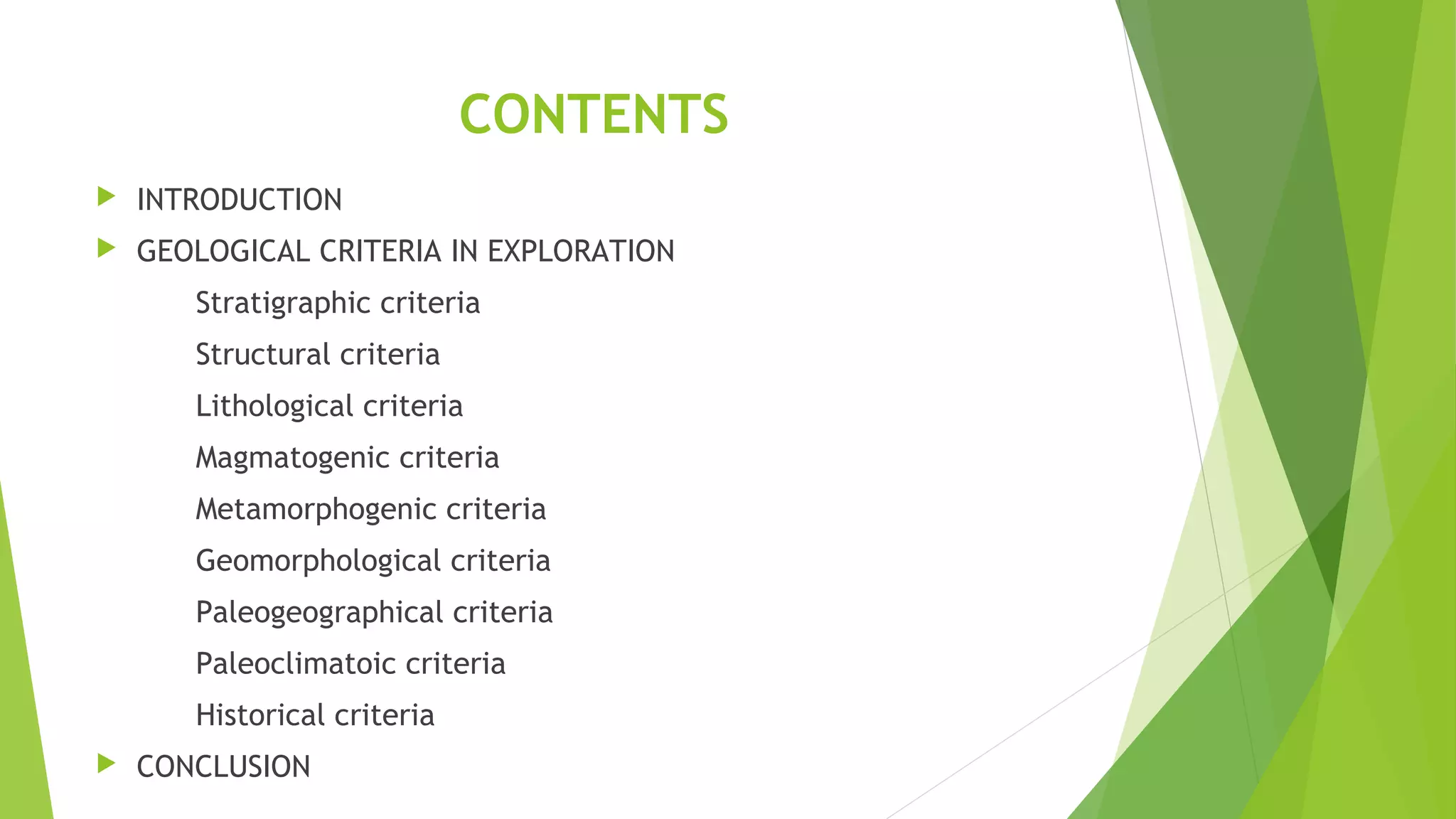 Geological criteria in exploration | PPT