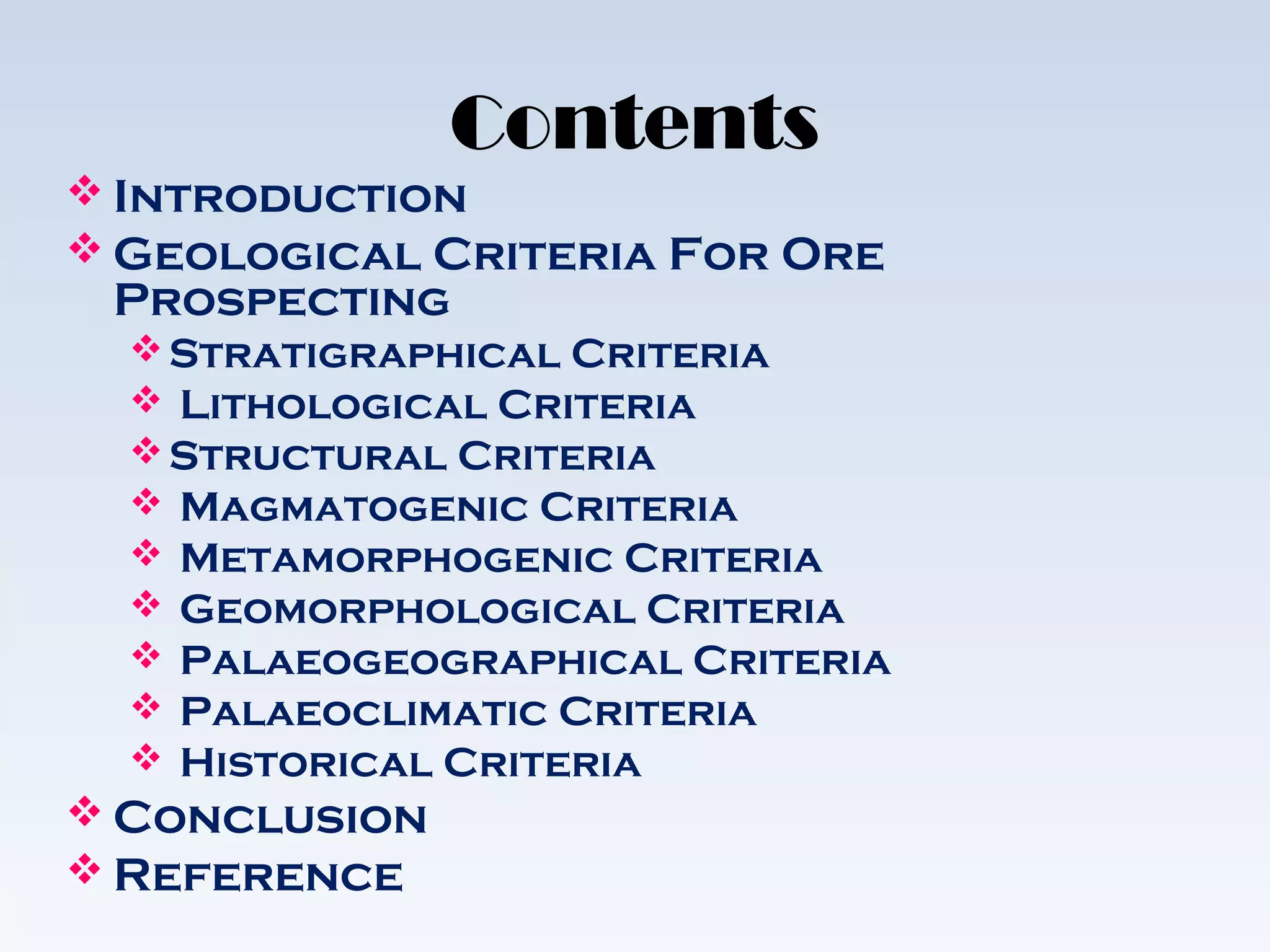 Geological criteria for ore prospecting | PPT