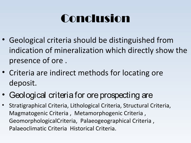 Geological criteria for ore prospecting | PPT