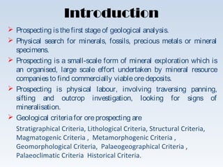 Geological criteria for ore prospecting | PPT