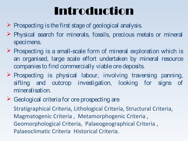 Geological criteria for ore prospecting | PPT