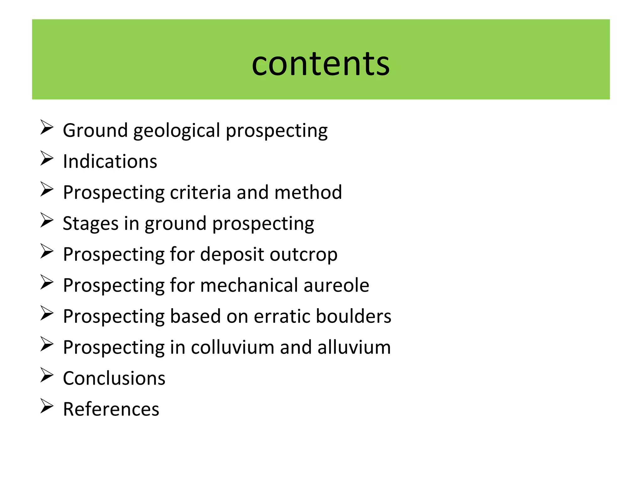 Geological ground prospecting method and indications | PPT