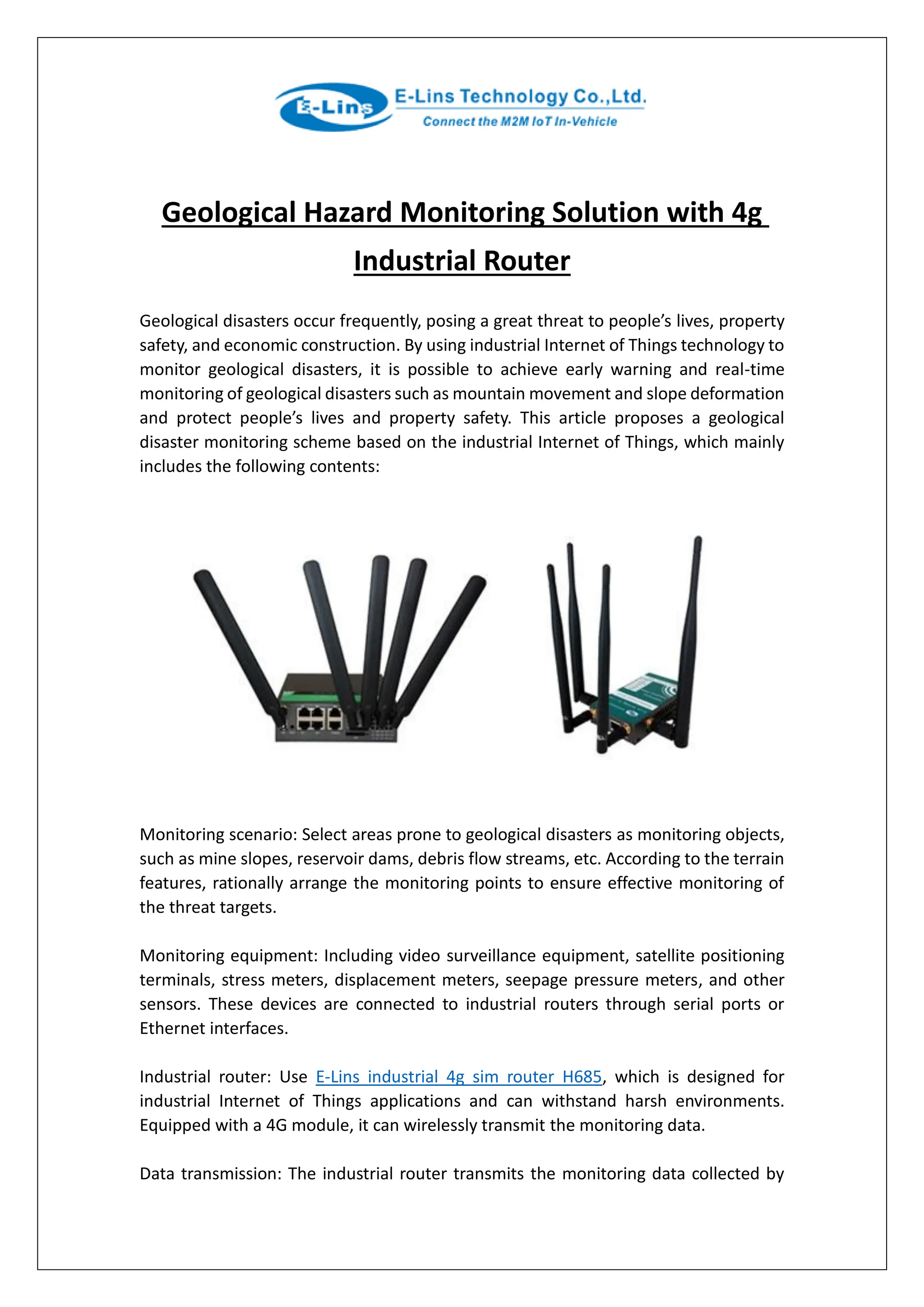 Geological Hazard Monitoring Solution with 4g Industrial Router.pdf