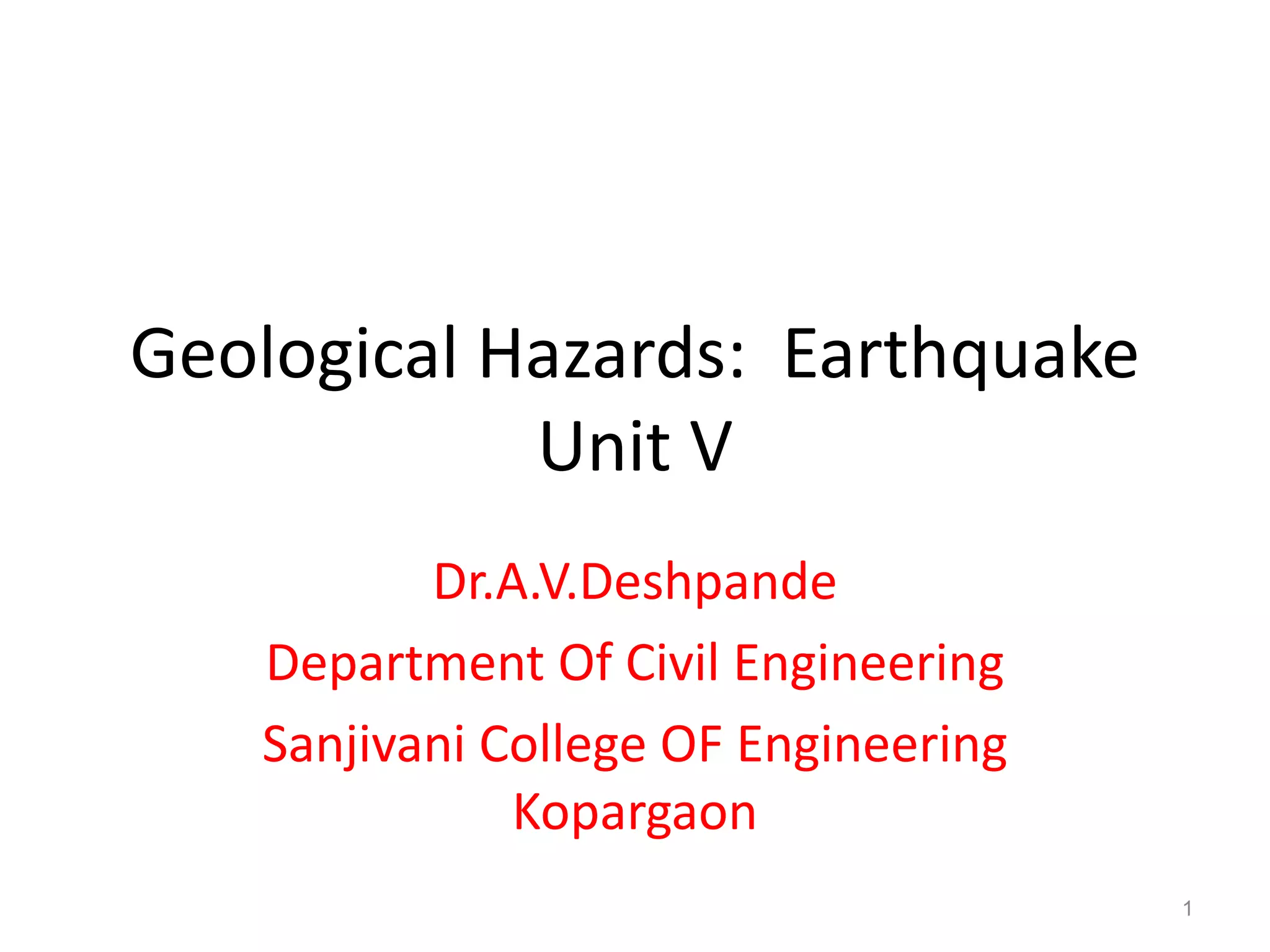 Geological hazards earthquake unit v | PPT | Geology | Science