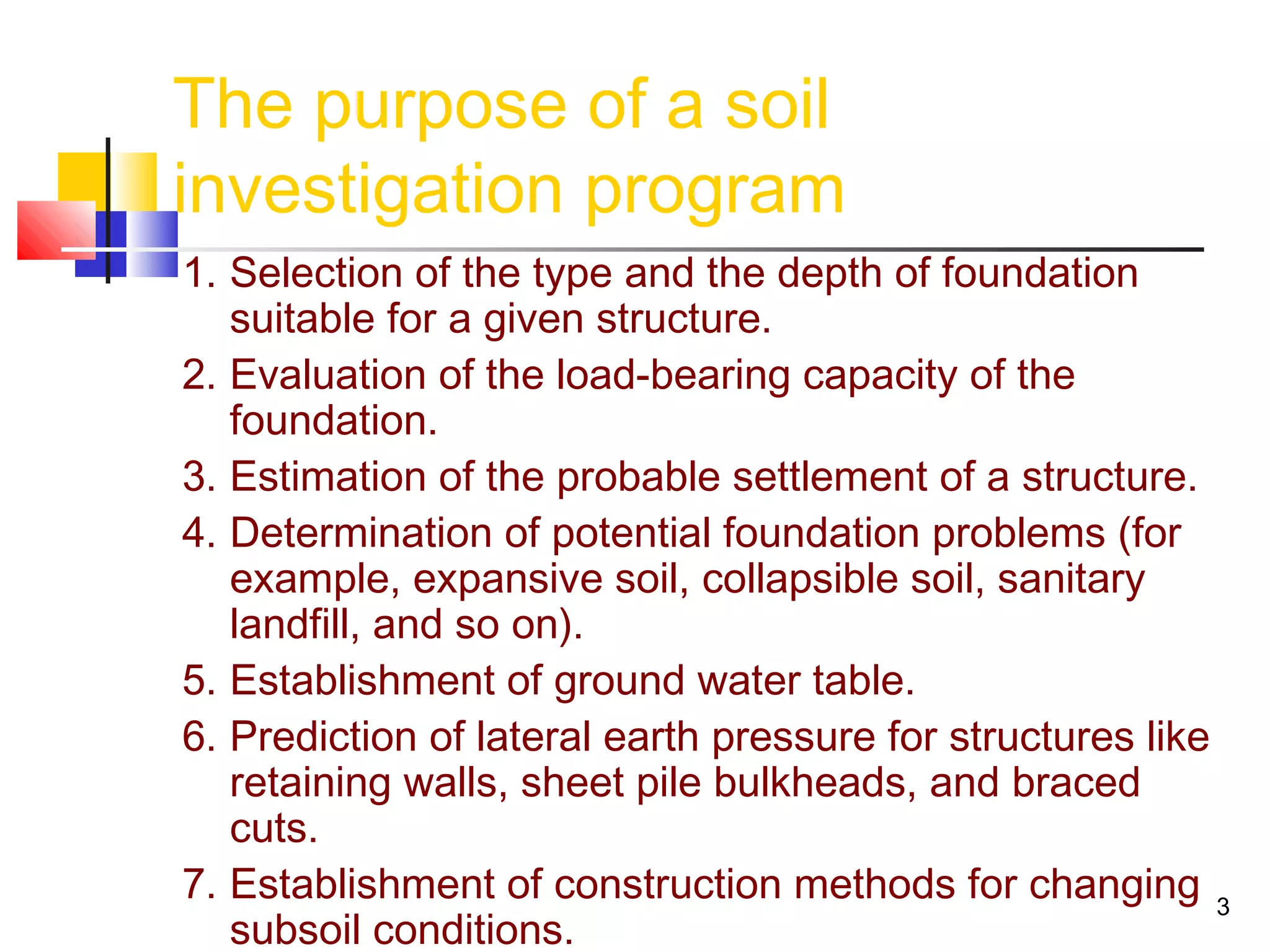 Geological site investigation for Civil Engineering Foundations | PPT