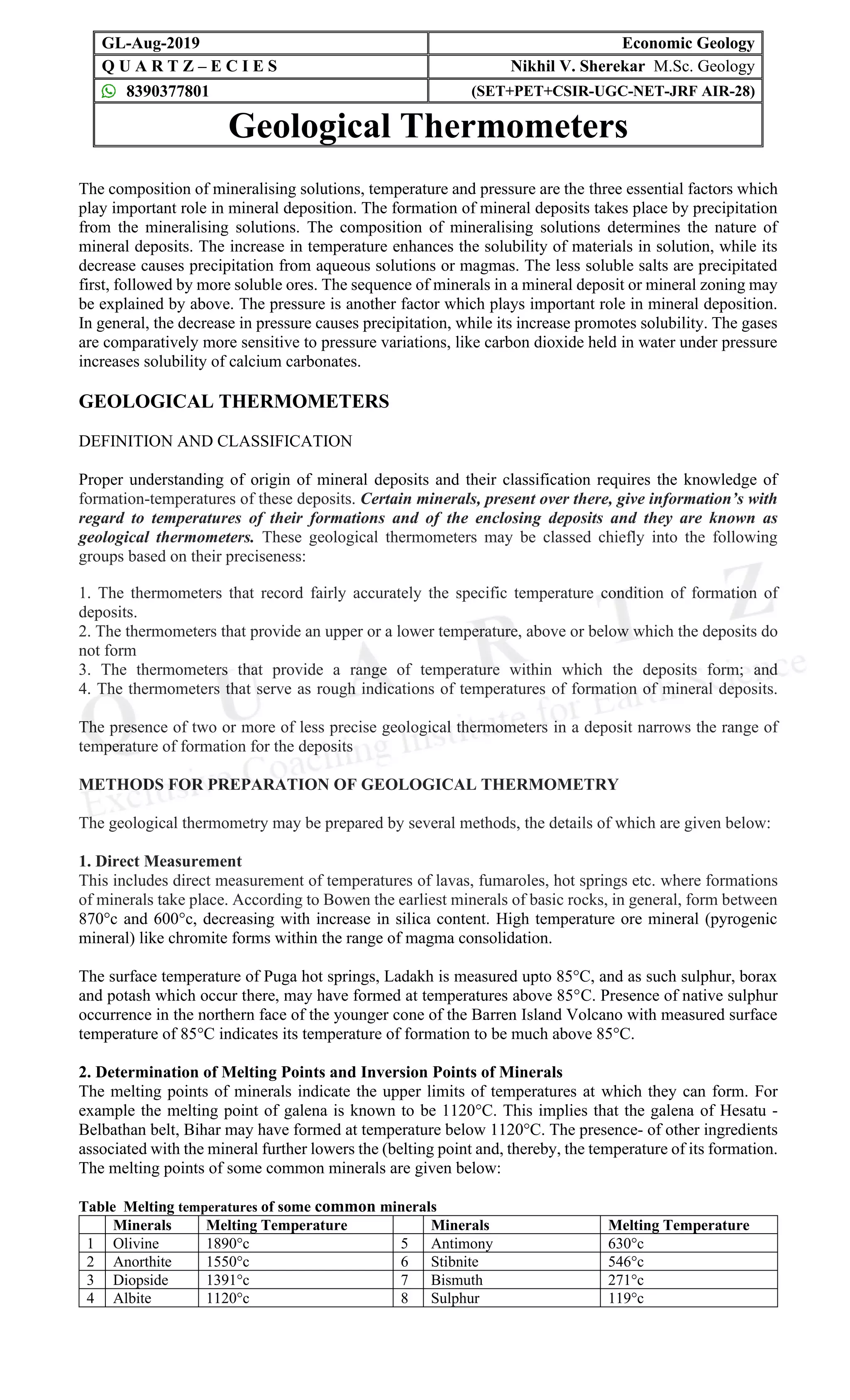 Geological Thermometers | PDF