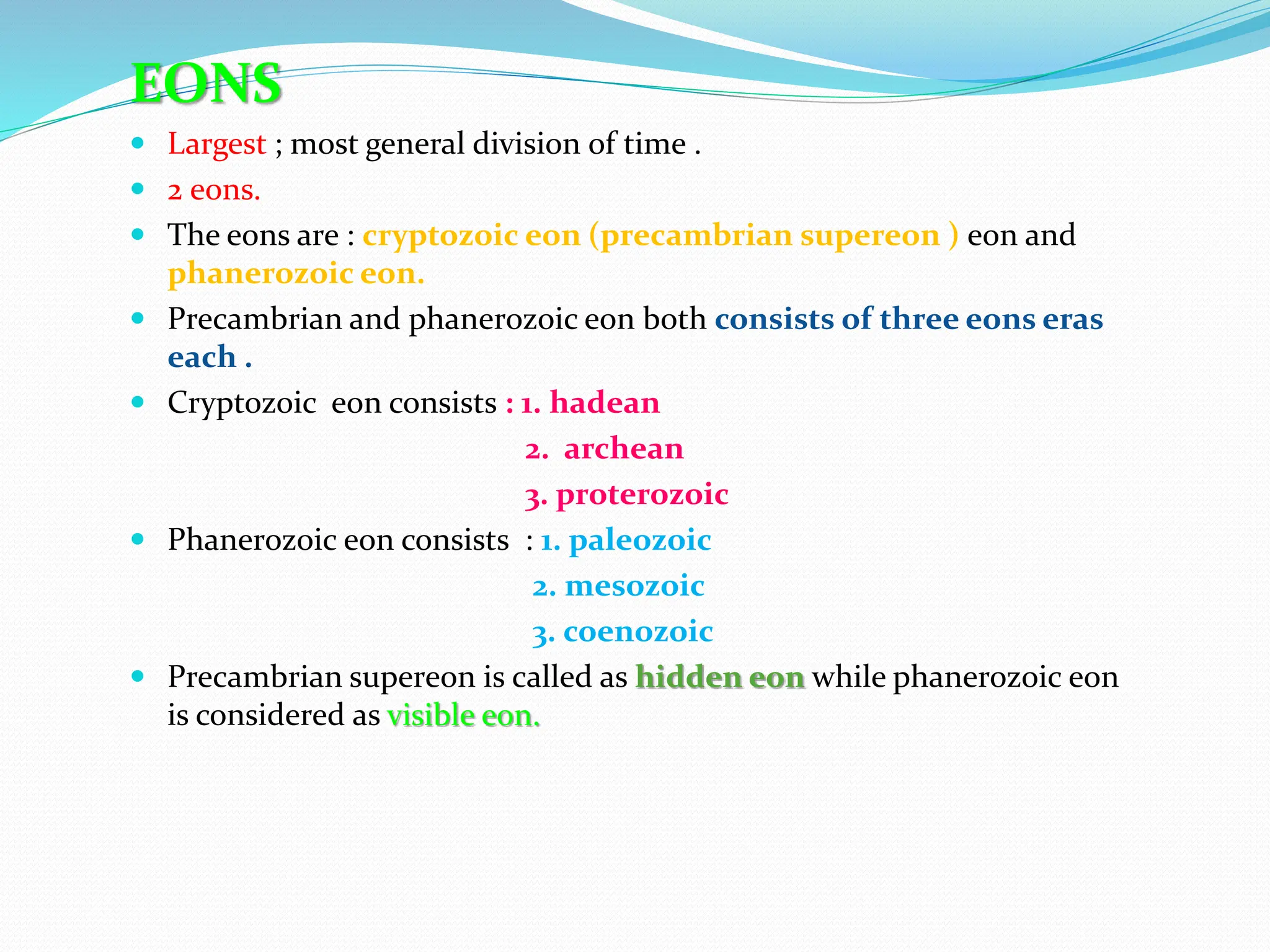 GEOLOGICAL TIME SCALE - Eon period and epoch.pptx