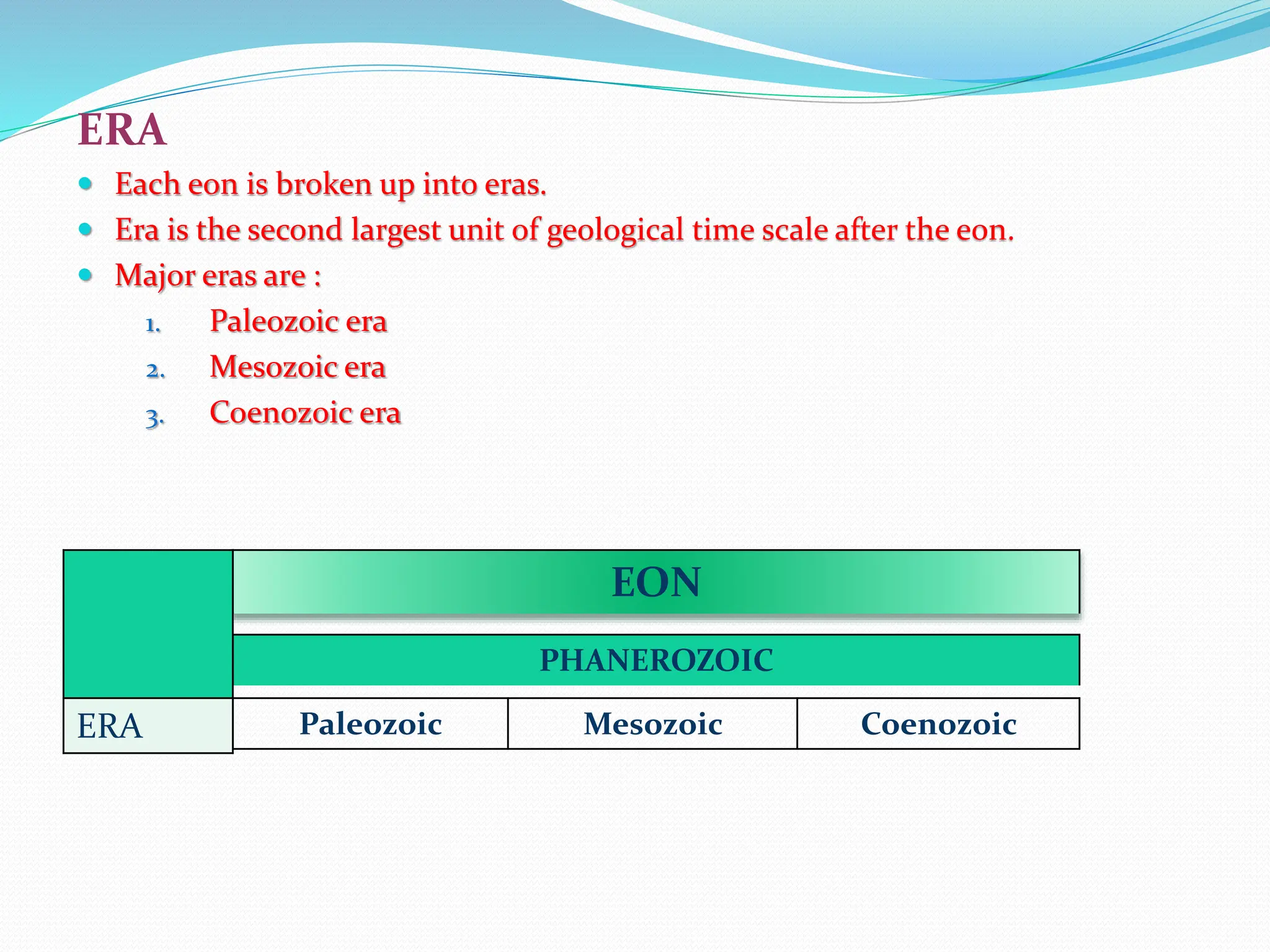 GEOLOGICAL TIME SCALE - Eon period and epoch.pptx