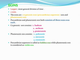 GEOLOGICAL TIME SCALE - Eon period and epoch.pptx