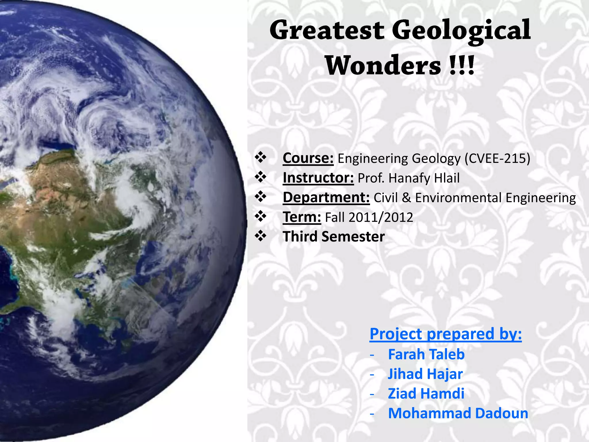Geological wonders of the world | PPTX