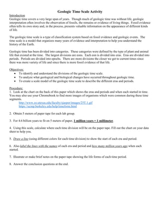 Geologic Time Scale Activity Sheet for SHS | PDF