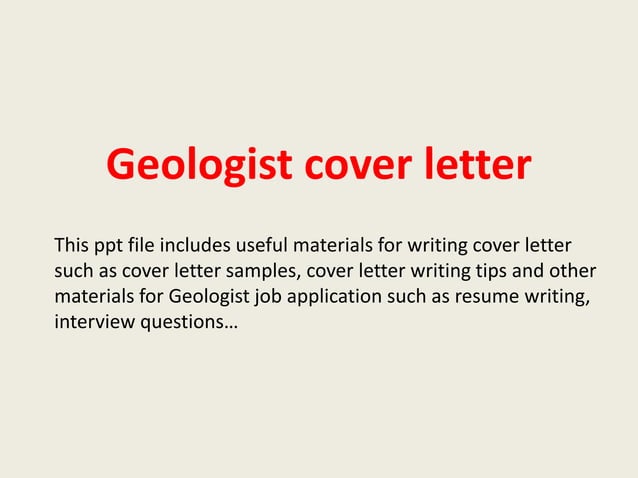 Geologist cover letter | PPT