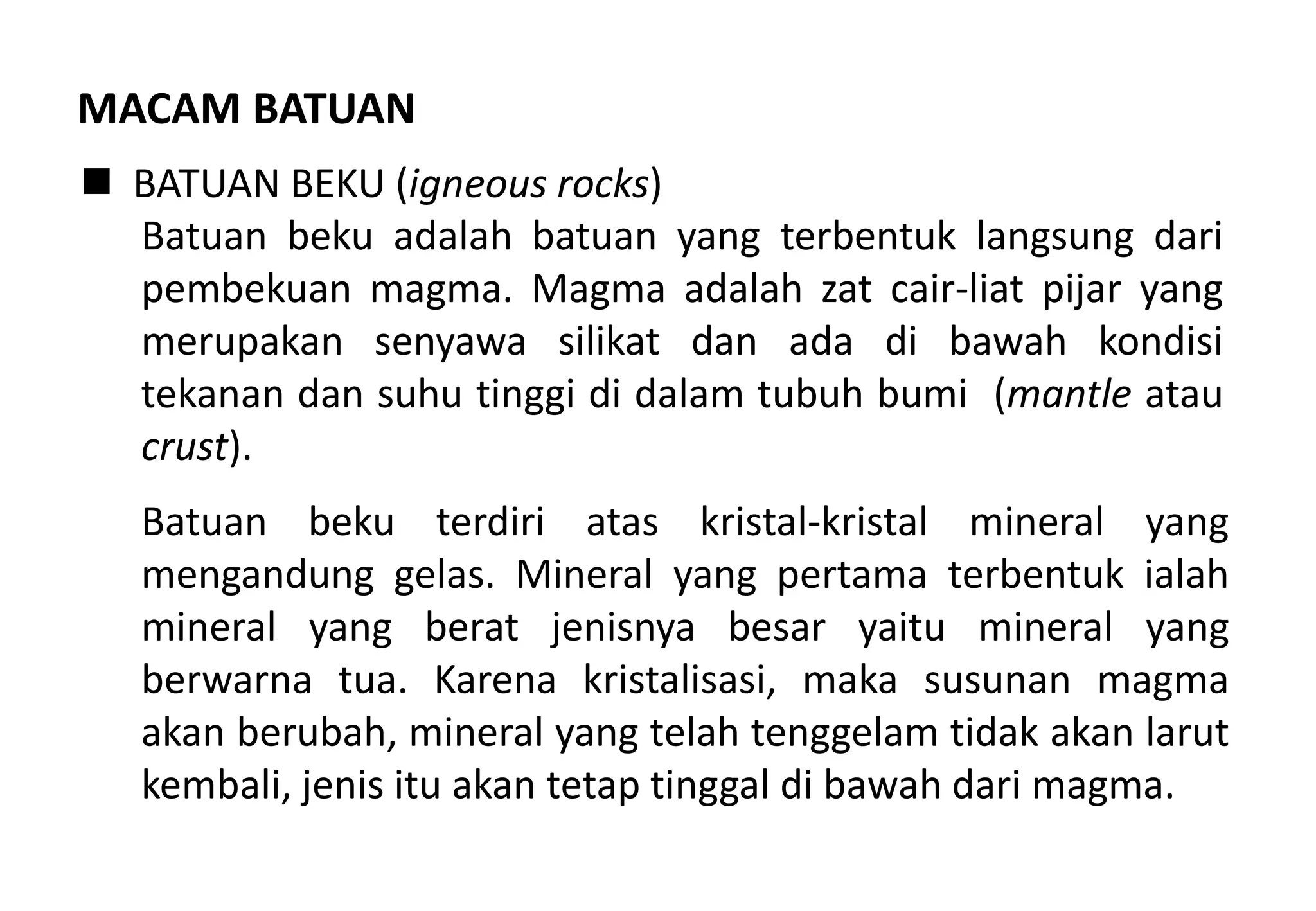 Geologi Teknik materi tentang batuan batuan dalam tanah (P-2) Batuan.pdf