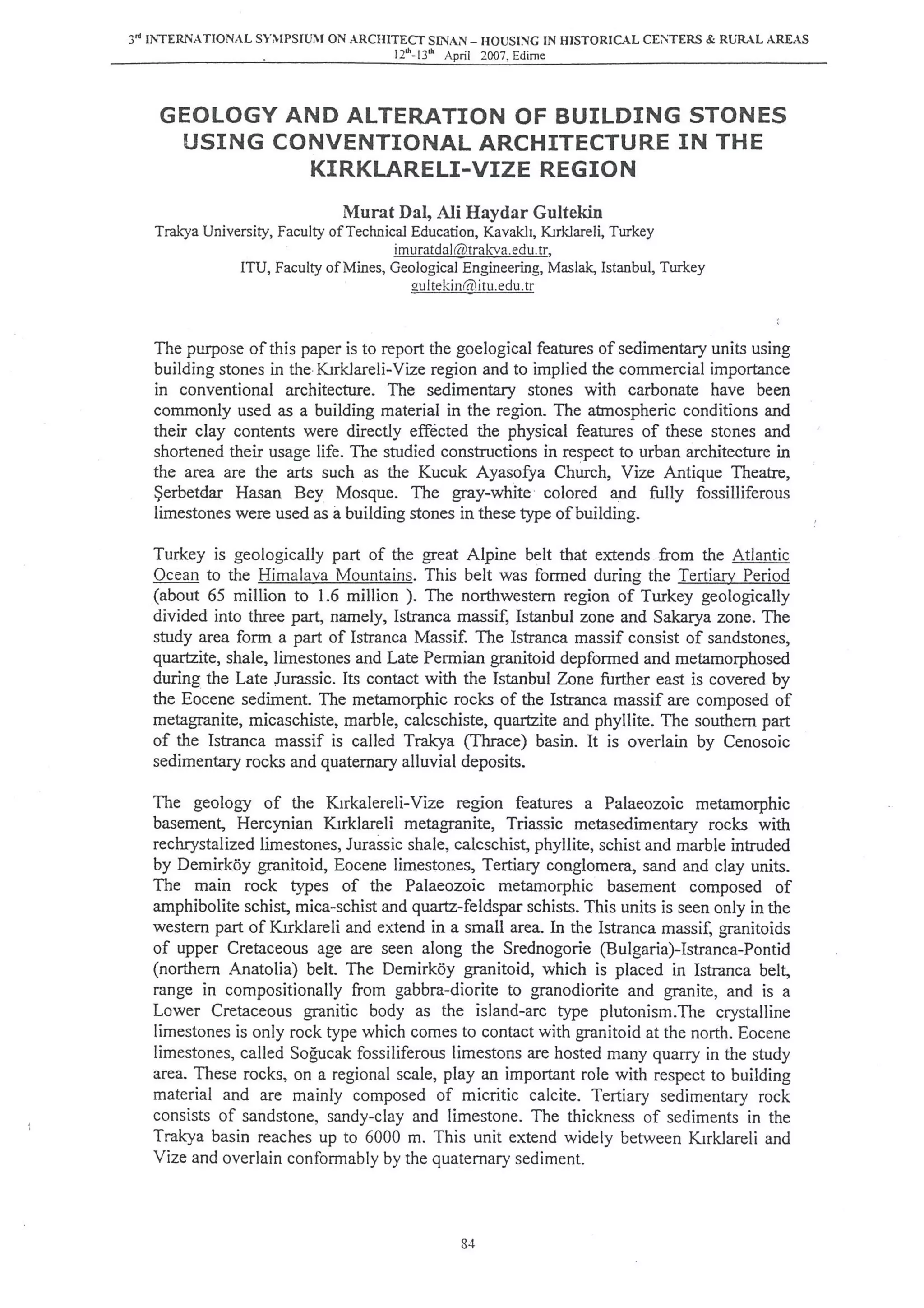 Geology and alteration of building stone in vernacular architecture of ...