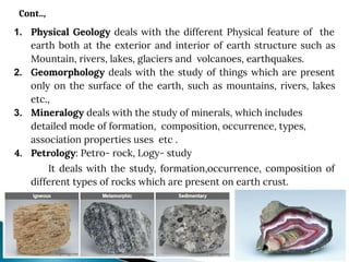 Geology and branches of geology | PDF