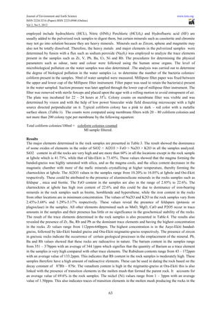 Geology and groundwater quality assessment of ido osi area, southwestern nigeria | PDF