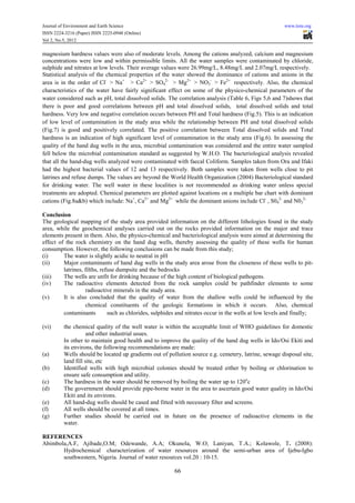 Geology and groundwater quality assessment of ido osi area, southwestern nigeria | PDF