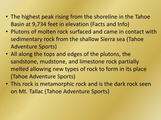 Geology of Taylor Creek Watershed Lake tahoe | PPTX
