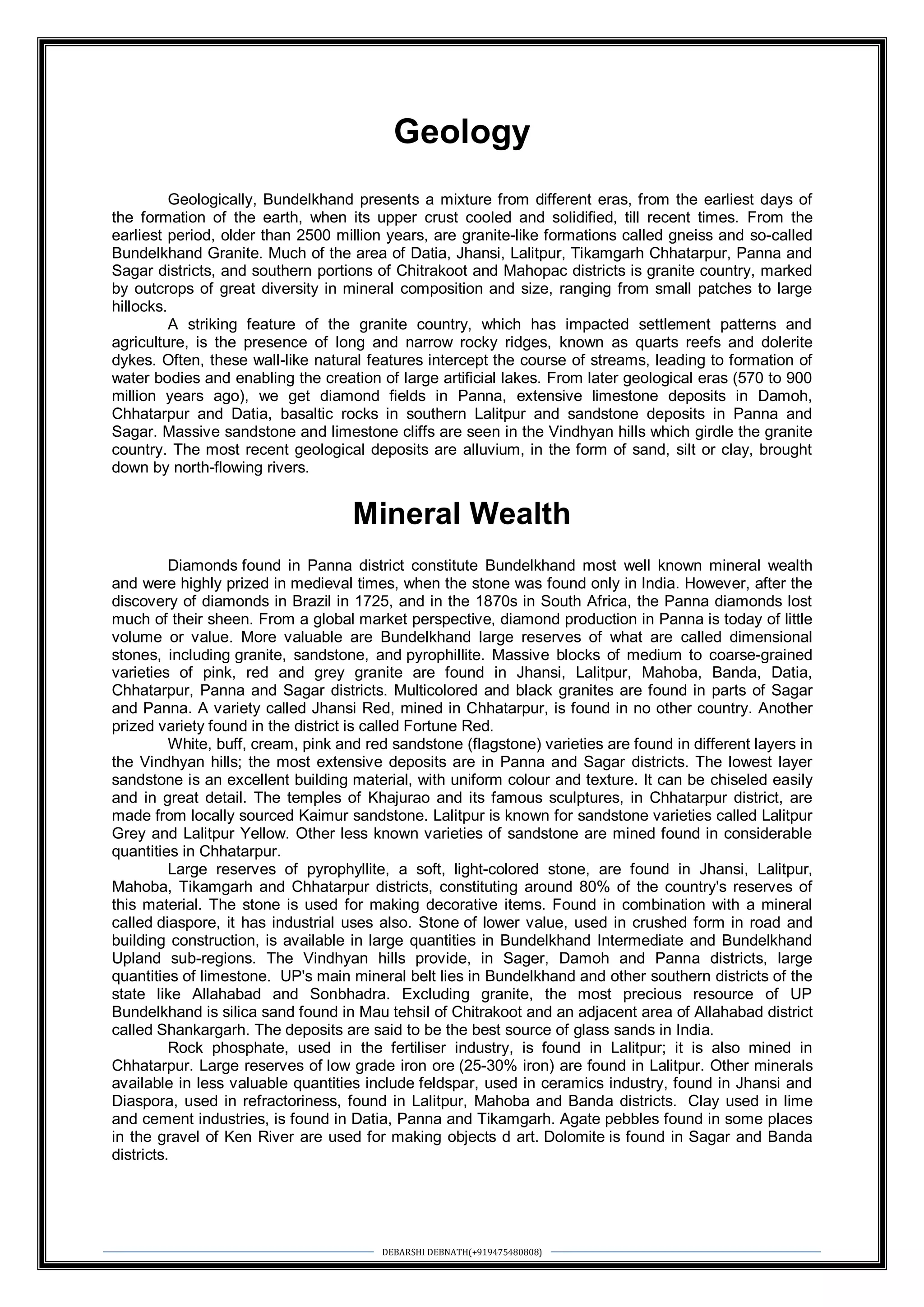 Geology, Mineral Wealth,Bundelkhand | PDF