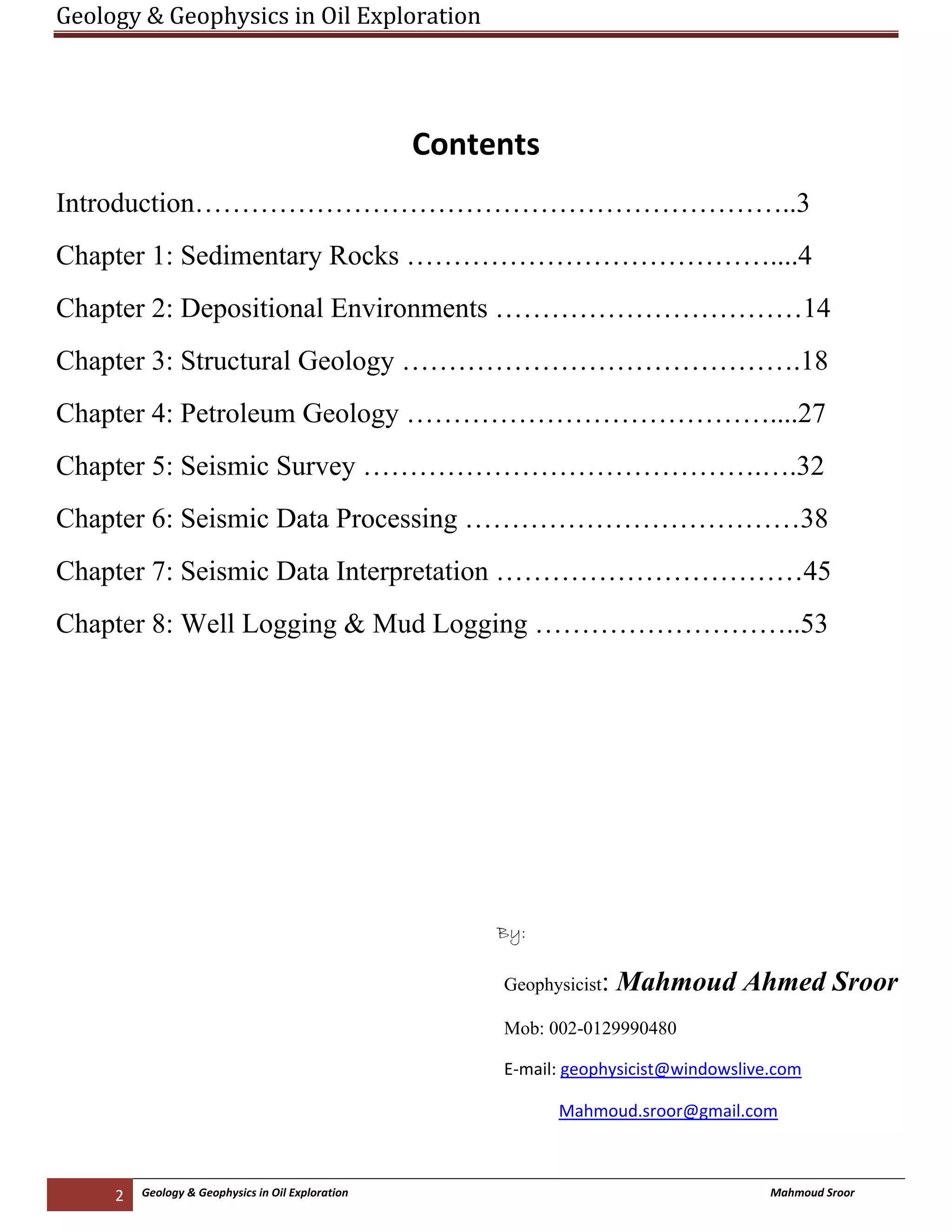 Geology & geophysics in oil exploration | PDF