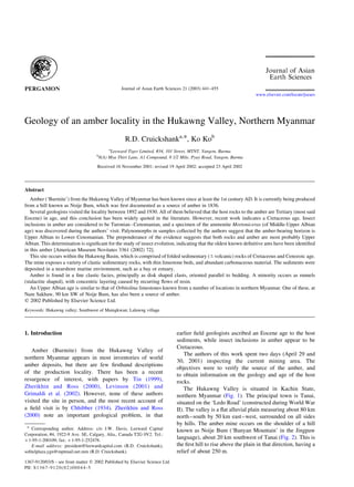 Geology of an amber locality in the hukawng valley northern myanmar | PDF