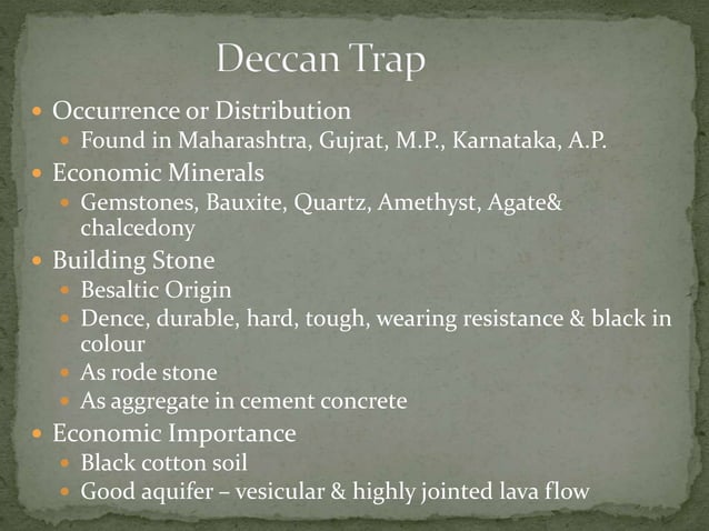 Geology Of Maharashtra Deccan Trap,Basalt,Ghats,Basic Rock lava | PPTX