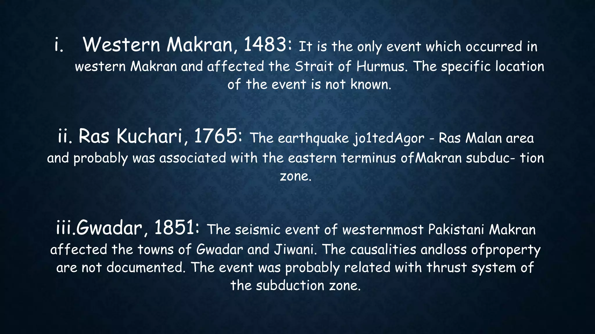 The Makran subduction zone. | PPTX