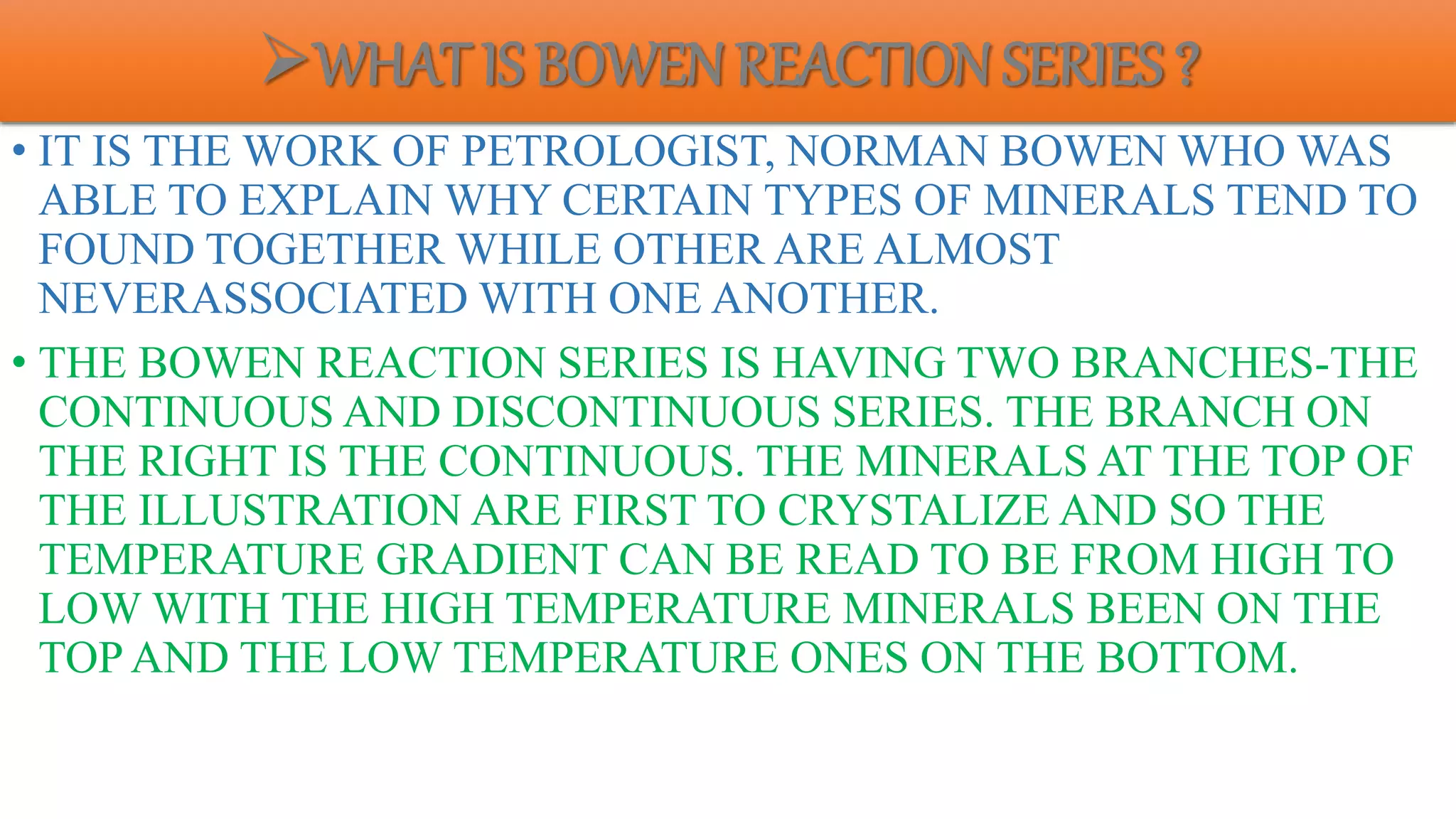Bowen reaction series and reaction principles | PPTX