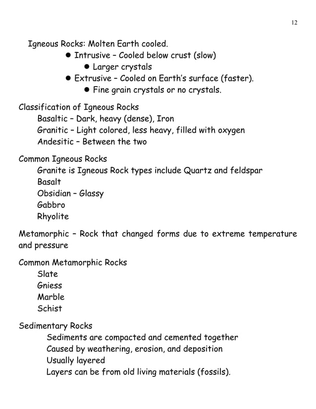 Geology topics unit notes | DOC