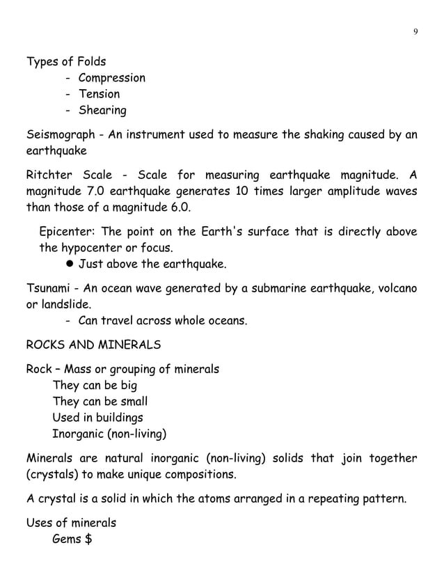 Geology topics unit notes | DOC