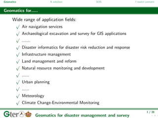Geomatics for Disaster Management and Survey | PDF
