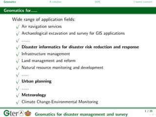 Geomatics for Disaster Management and Survey | PDF
