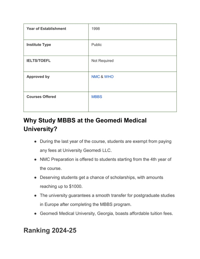Geomedi Medical University Georgia 2024-25_ Admission, Courses, Fees ...