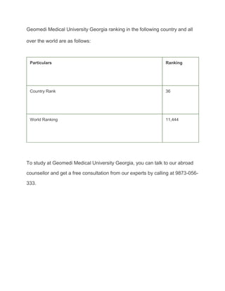 Geomedi Medical University Georgia 2024-25_ Admission, Courses, Fees ...